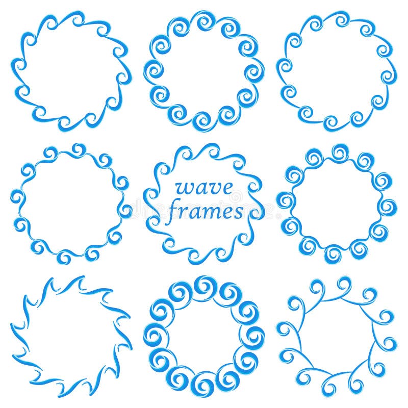 Set of Vector Round Volumetric Multicolored Frames from Sea Waves Stock ...