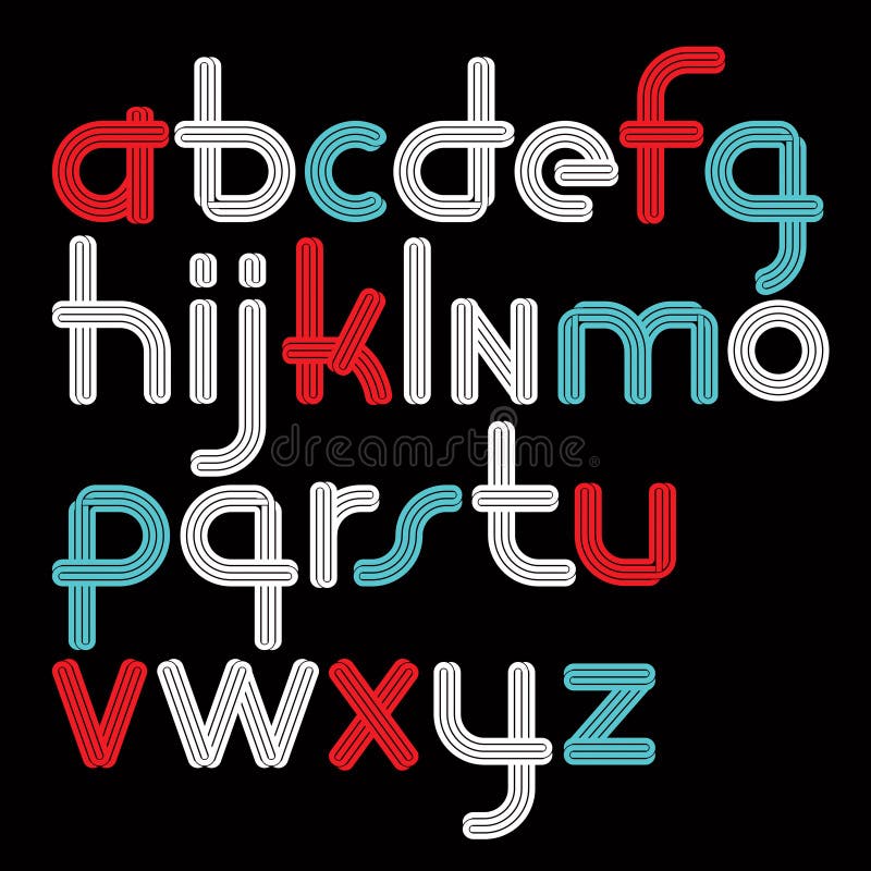 Set of Vector Rounded Lower Case Funky Alphabet Letters Isolated Stock ...
