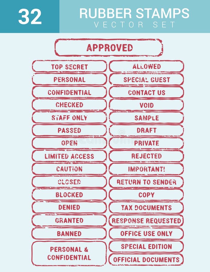 Set of 32 Vector Rubber Stamps with Text Stock Vector - Illustration of ...