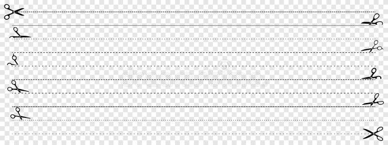 Set of Vector Scissors Cutting Dotted Lines on Transparent Background ...