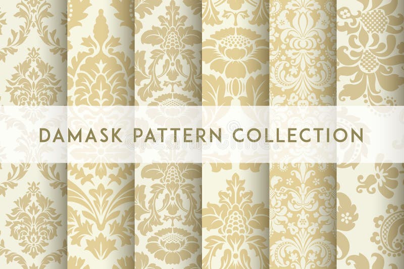 Set of Vector Seamless Damask Patterns. Rich Ornament, Old Damascus ...