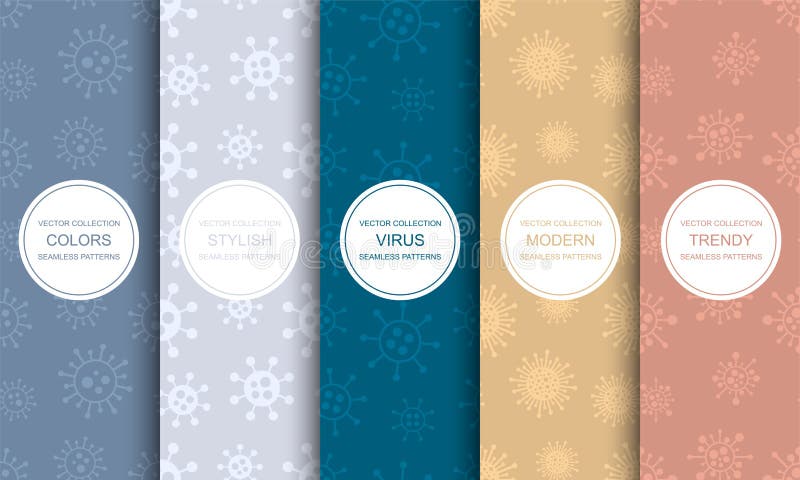 Set of Vector Seamless Geometric Virus Patterns - Colorful Design ...