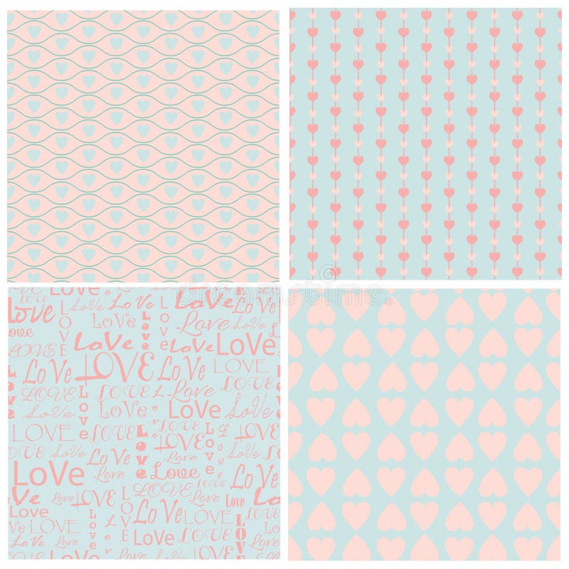 Set of Vector Seamless Love Patterns Stock Vector - Illustration of ...