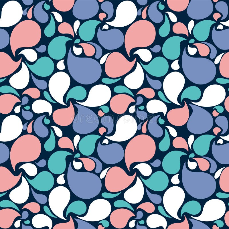 A Set of Vector Seamless Pattern with Curls, Drops. Vector Graphic ...