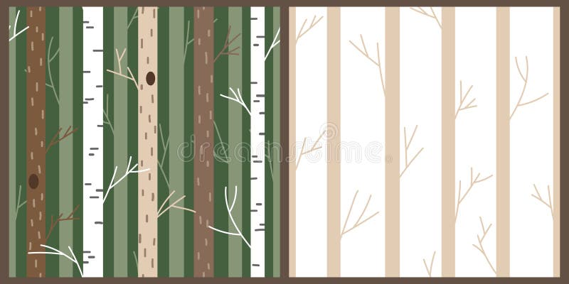 Set of Vector Seamless Pattern. Simple Forest Design Stock Vector ...