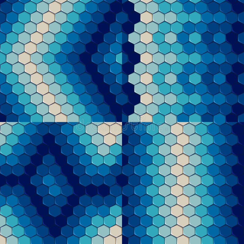 Set of Vector Seamless Patterns with Hexagonal Tiles. EPS10 Stock ...