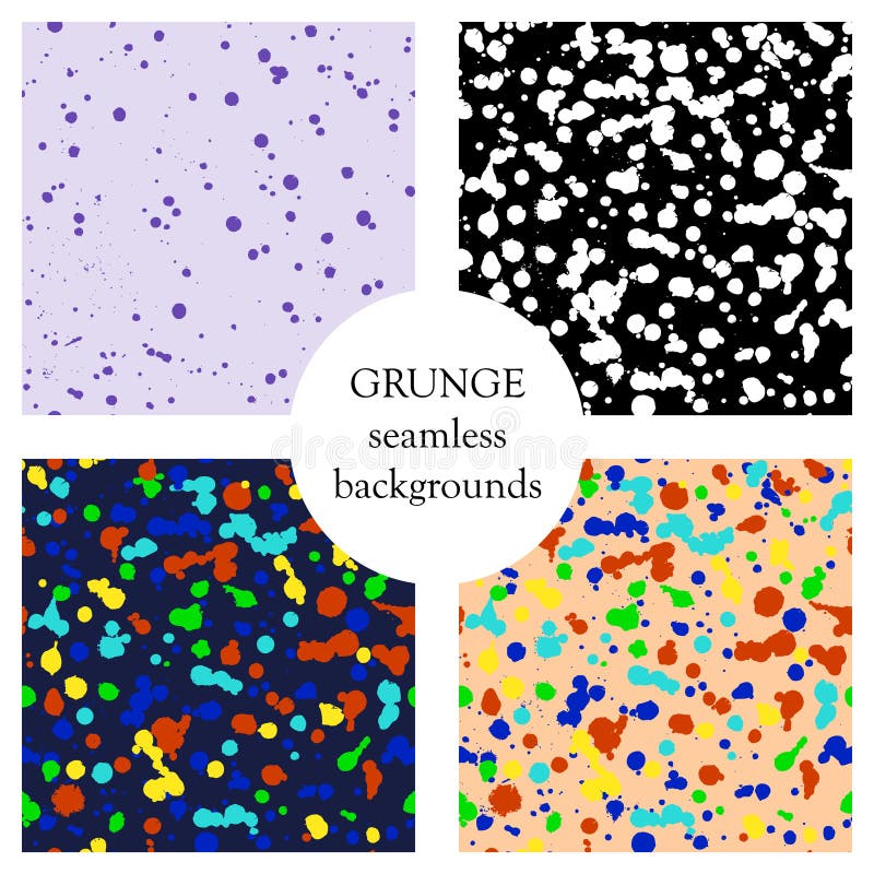 Set of Vector Seamless Patterns with Inc Splash, Blots, Smudge, Drops ...