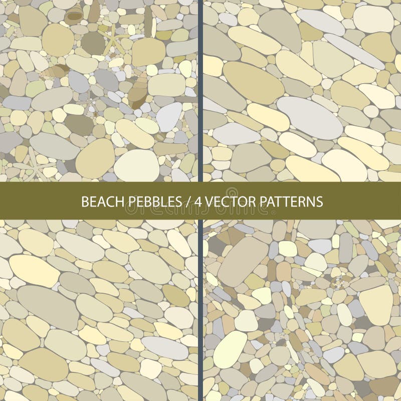 Set of Vector Seamless Textures of Sea Beach Pebbles Stock Vector ...
