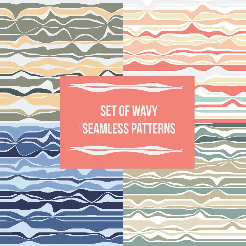 Set of Vector Seamless Wave Patterns in Flat Stock Vector ...