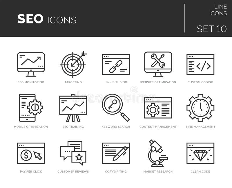 Set of vector seo icons stock vector. Illustration of icon - 200179179