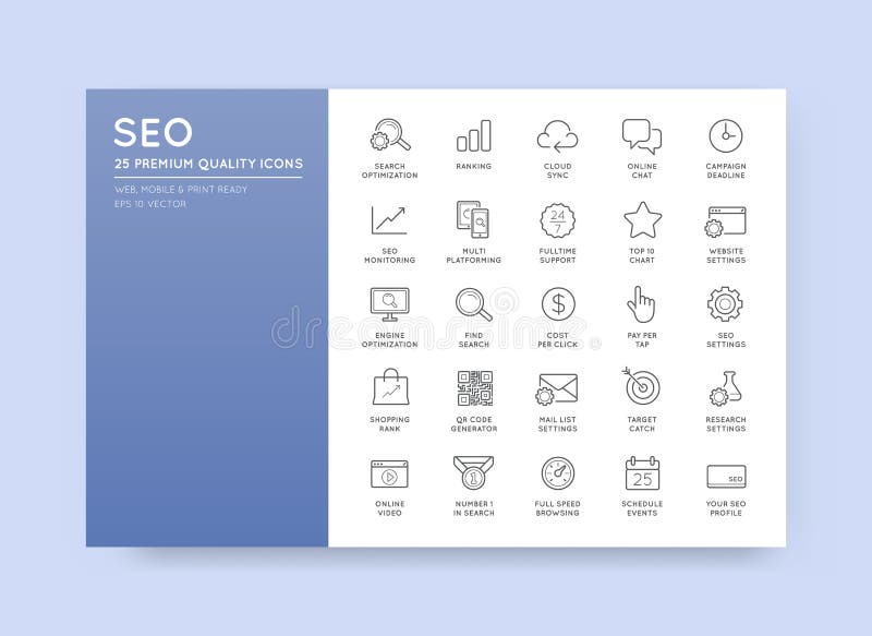 Set of Vector SEO Search Engine Optimisation Elements and Icons Stock ...
