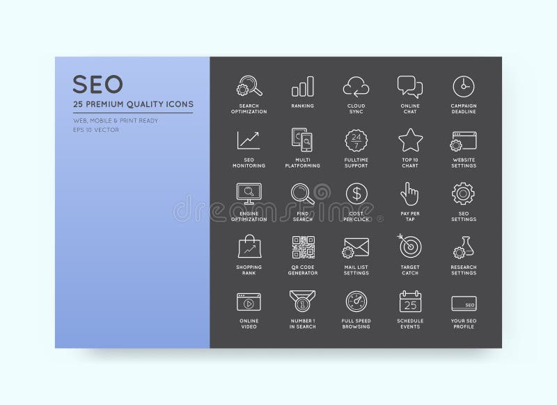 Set of Vector SEO Search Engine Optimisation Elements and Icons Stock ...
