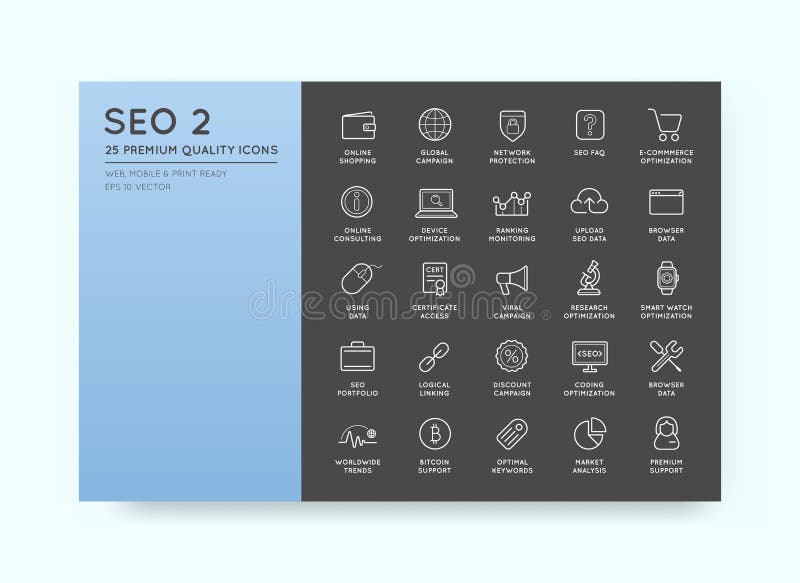 Set of Vector SEO Search Engine Optimisation Elements and Icons Stock ...