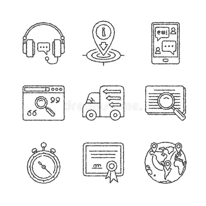 Set of Vector Service or Support Icons and Concepts in Sketch Style ...