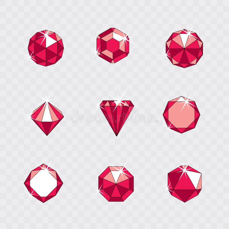 Set of Vector Shining Gemstone Design Elements. Stock Vector ...