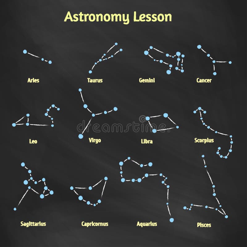 Big Set Of Vector 28 Constellations. Collection Of Zodiac ...