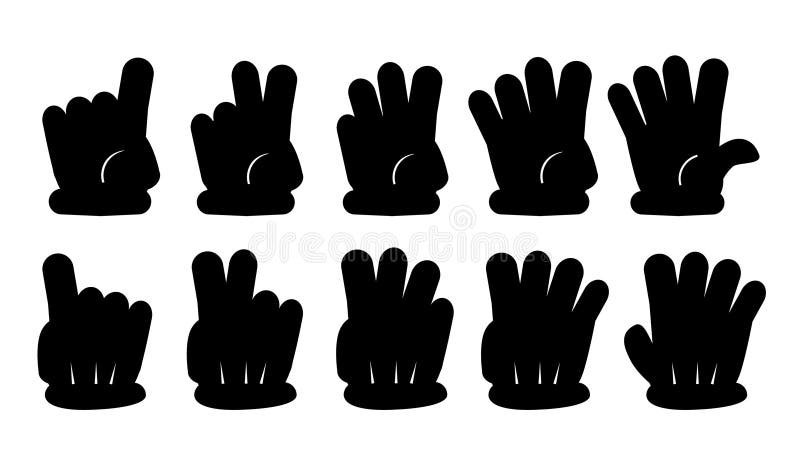 Set Vector Silhouette Doodle Counting 1,2,3,4,5, or Vote Hand with ...
