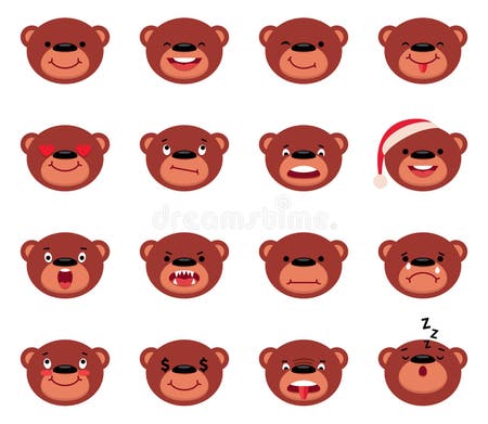 Set of Vector Smiley Teddy Bear Stock Vector - Illustration of design ...