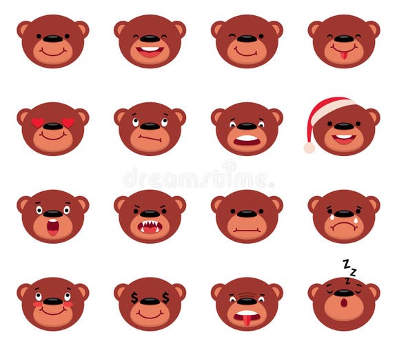 Set of Vector Smiley Teddy Bear Stock Vector - Illustration of design ...