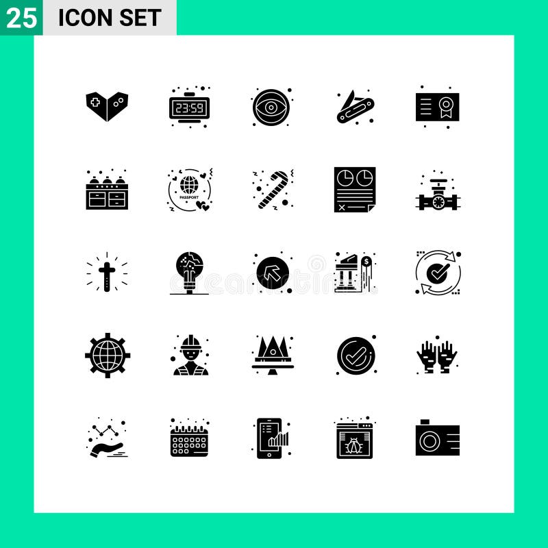 25 Universal Solid Glyphs Set for Web and Mobile Applications ...