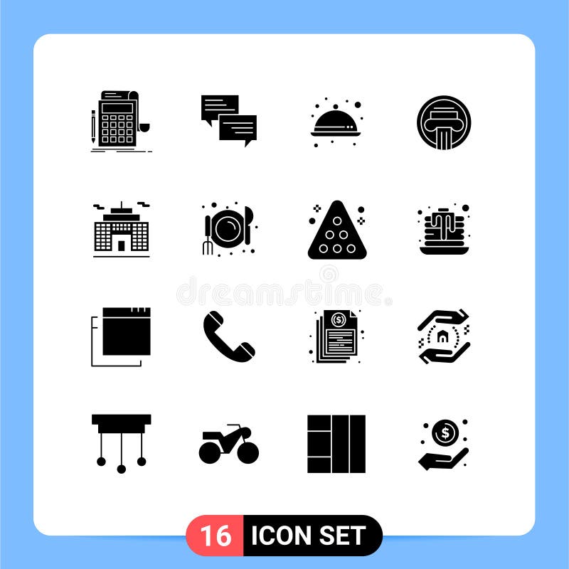 Set of 16 Vector Solid Glyphs on Grid for Decoration, Architecture ...