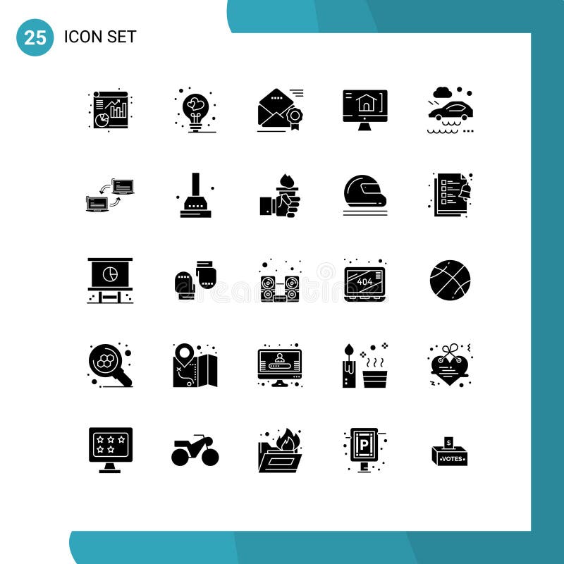 Universal Icon Symbols Group of 25 Modern Solid Glyphs of Rain, Bad ...