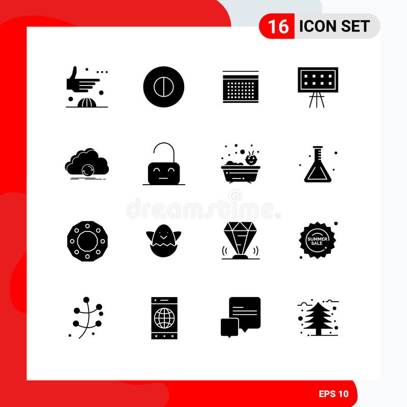 Set of 16 Vector Solid Glyphs on Grid for Syncing, Presentation ...