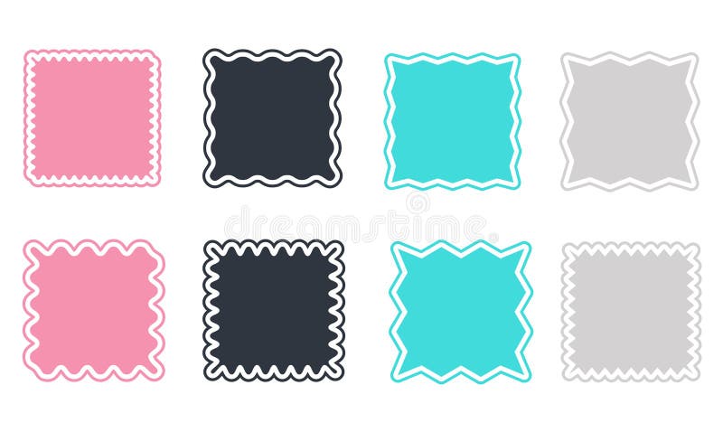 Set of Vector Squares, Icons Stickers Squares with Outline, Colored on ...