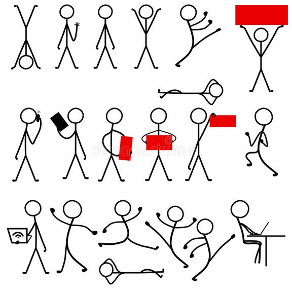 Set of Vector Stick Figures Stock Vector - Illustration of pointing ...