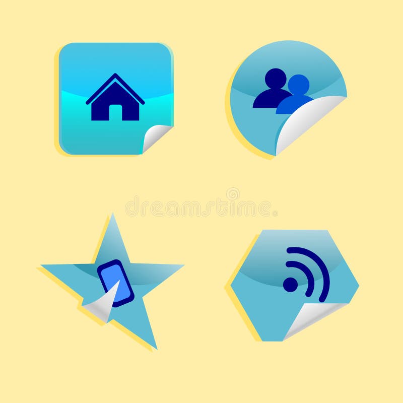 Set of Vector Sticker with Icon.Vector Stock Illustration ...