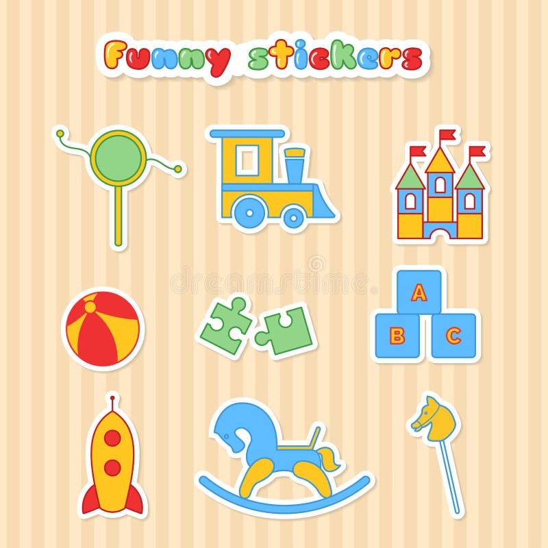 Set of Vector Sticker of Toys Stock Vector - Illustration of colorful ...
