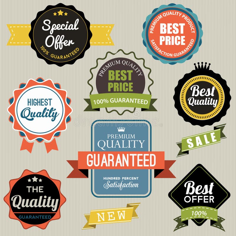 Set of Vector Stickers and Ribbons Stock Vector - Illustration of ...