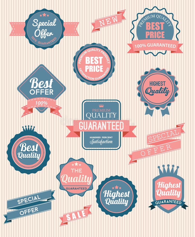 Set of Vector Stickers and Ribbons Stock Vector - Illustration of ...