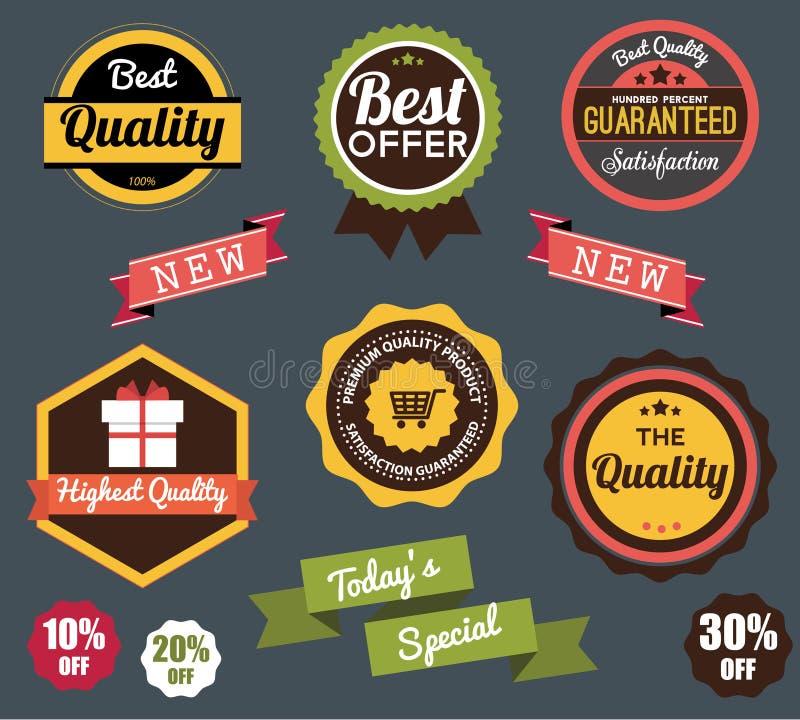 Set of Vector Stickers and Ribbons Stock Vector - Illustration of ...