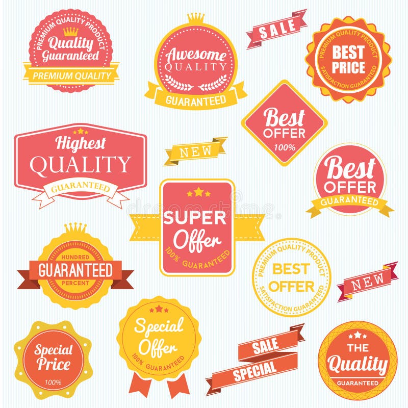 Set of Vector Stickers and Ribbons Stock Vector - Illustration of ...