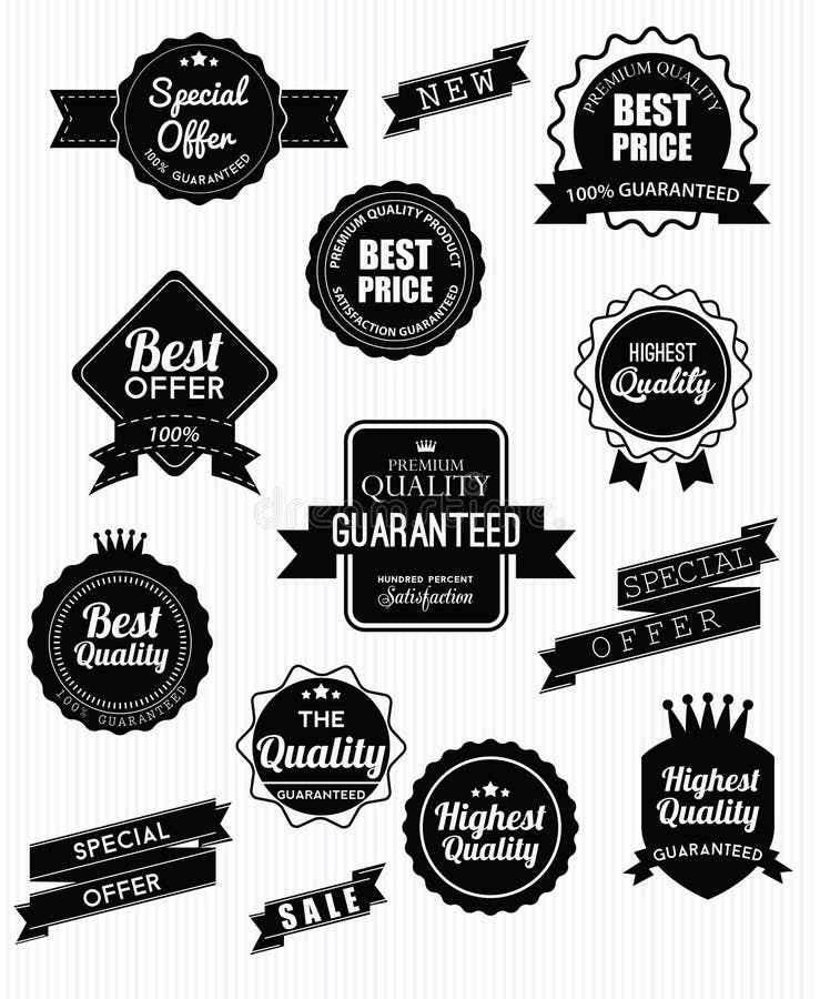 Set of Vector Stickers and Ribbons Stock Vector - Illustration of ...
