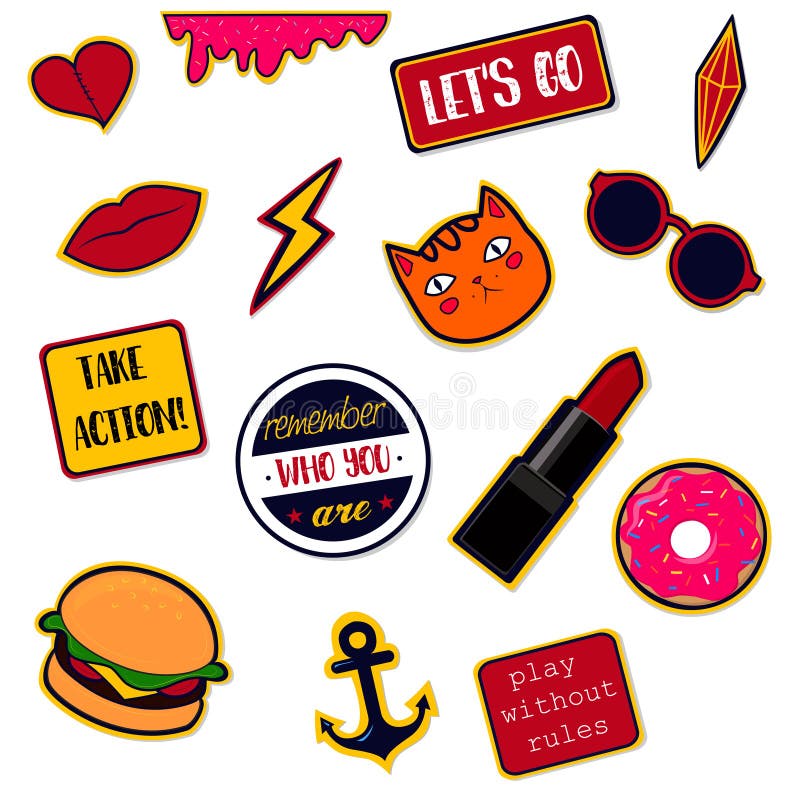 Set Vector Stickers for T-shirt, Design, Textile Stock Vector ...