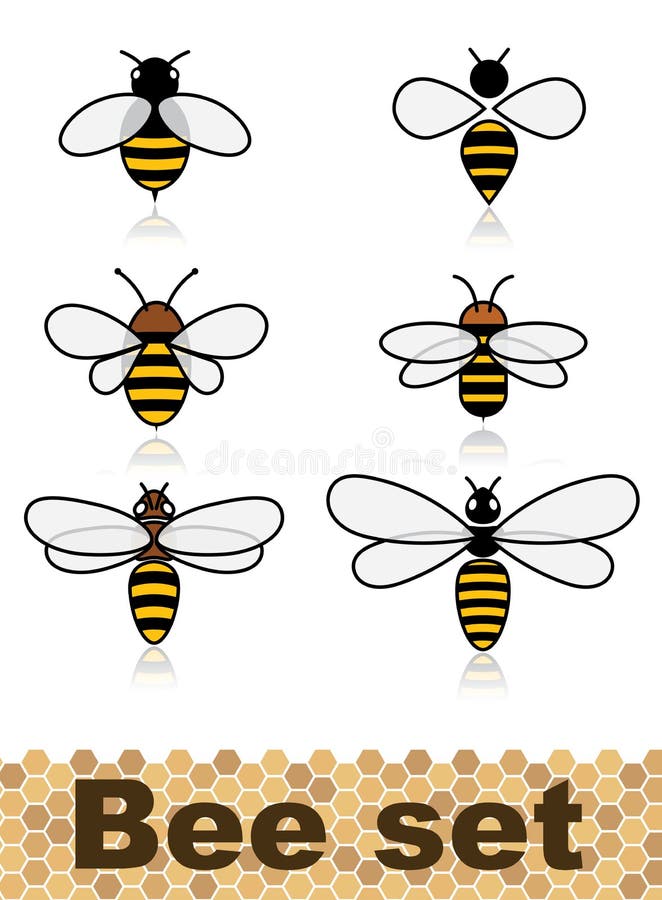 Set of Stylized Bees with Hives Stock Vector - Illustration of ...