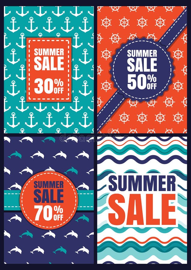 Set of Vector Summer Sale Design. Seamless Abstract Patterns and Stock ...