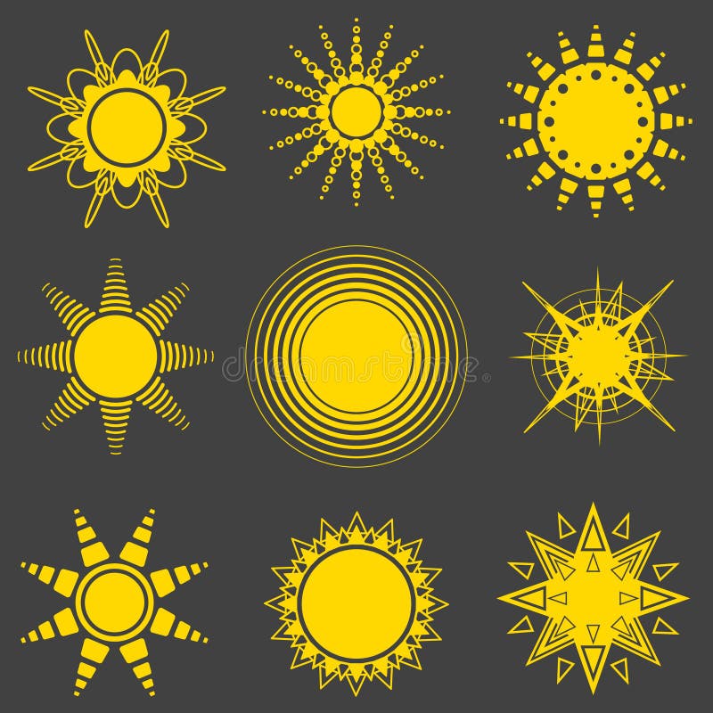 Set of vector sun icons. stock vector. Illustration of sunny - 74068938