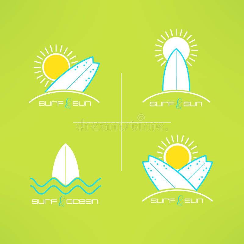 Set of Vector Surfing Cards Logo Design Made in Modern Clean and Bright ...