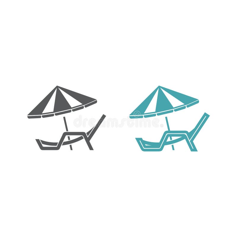 Two Vector Illustrations of a Sun Bed and Umbrella from Sunshine Stock ...