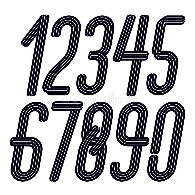 Set of Vector Tall Elegant Condensed Funky Numbers from 0 To 9 Made ...