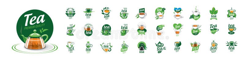 Set of Vector Tea Logos on a White Background Stock Vector ...