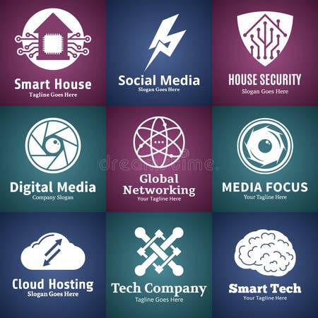 Set of Vector Technology, Network and Computer Science Logo Stock ...