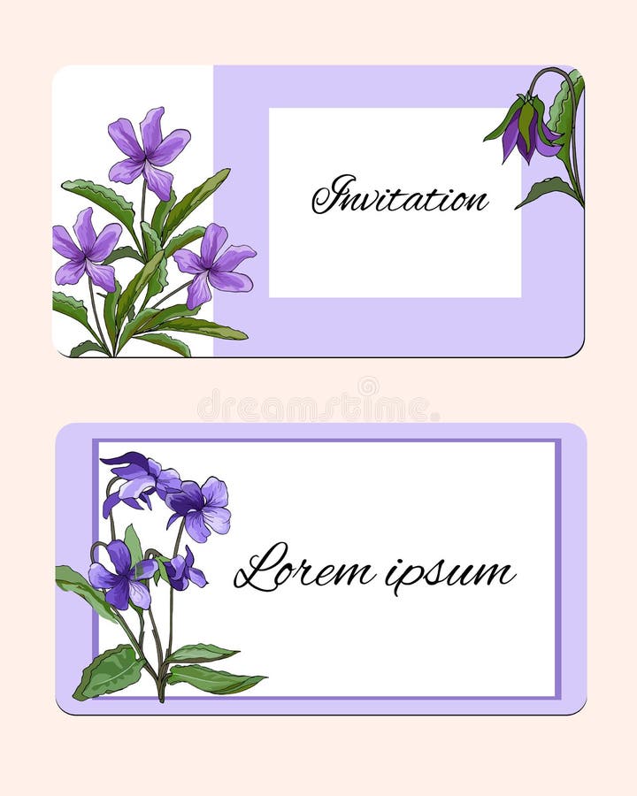 Set of Vector Templates Gentle Violet Flowers. Framework for Text with ...