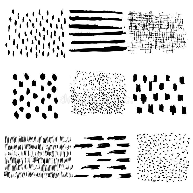 Set of Textures with Lines and Dots Stock Vector - Illustration of ...