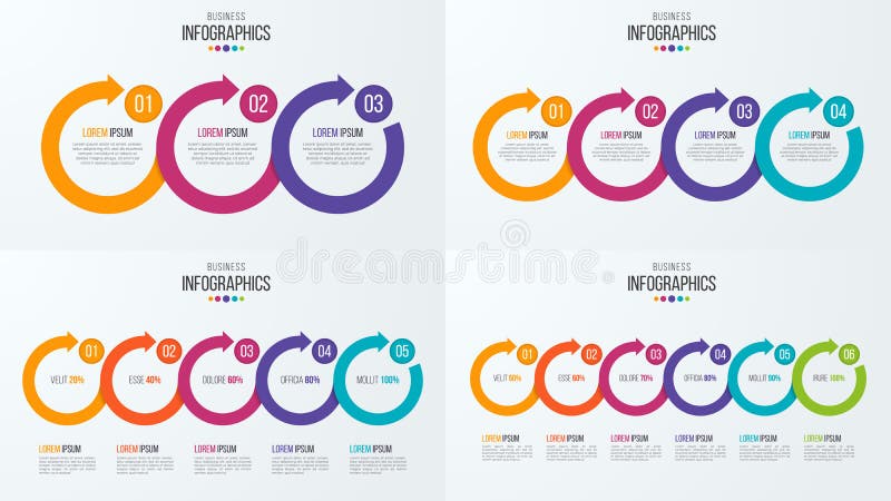 Set of Vector Timeline Infographic Templates with Circular Arrow Stock ...