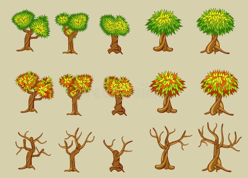 Set of vector trees stock vector. Illustration of group - 41345472