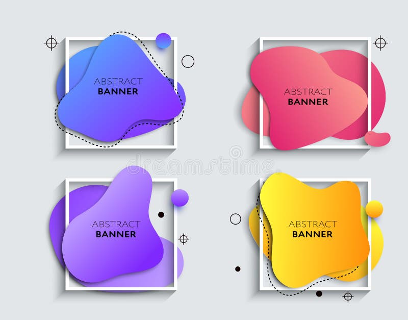 Set of Vector Trendy Abstract Amoeba Banner. Vector Bright Template ...